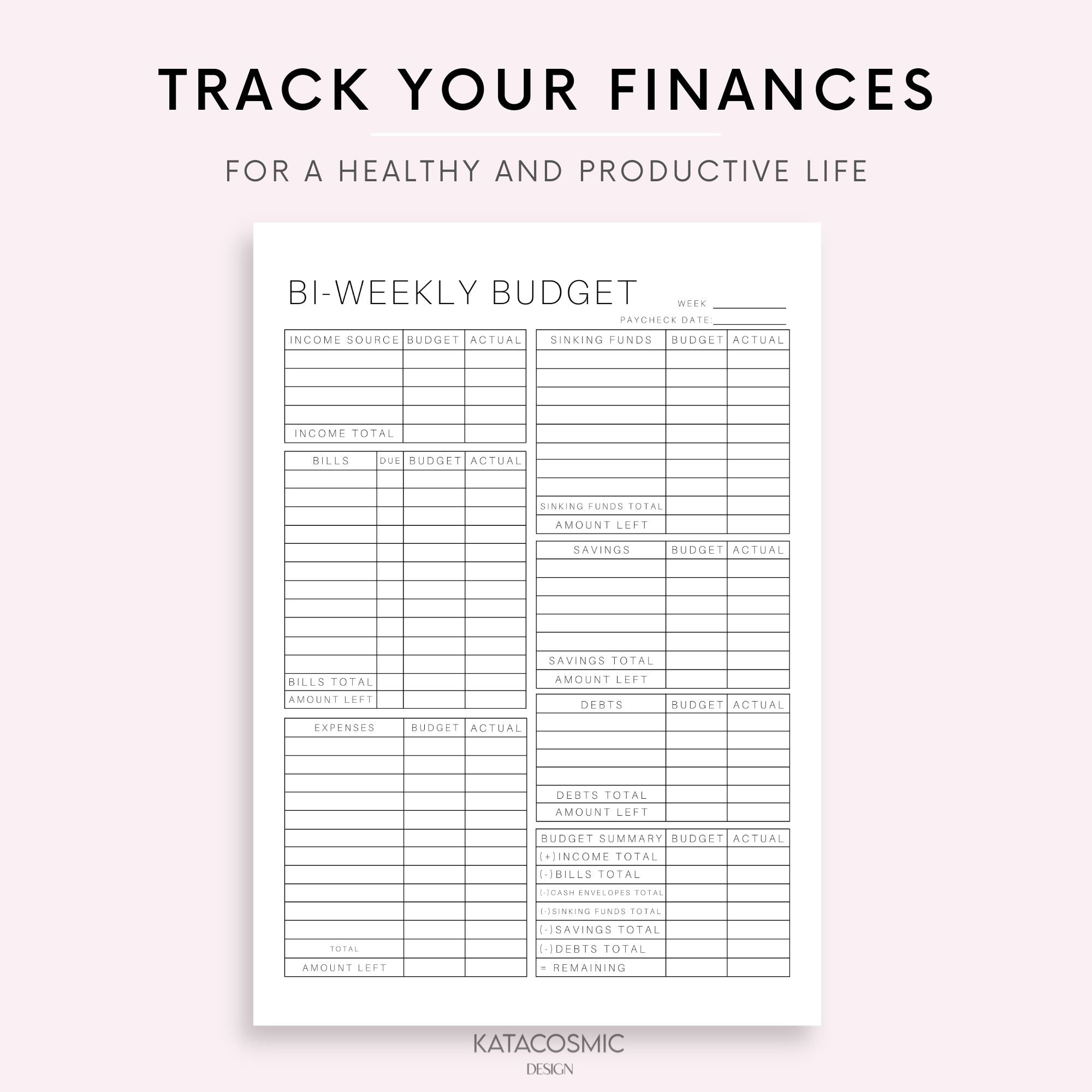Bi-weekly Budget Planner, Printable, Budget by Bi-weekly, US Letter, A4 ...