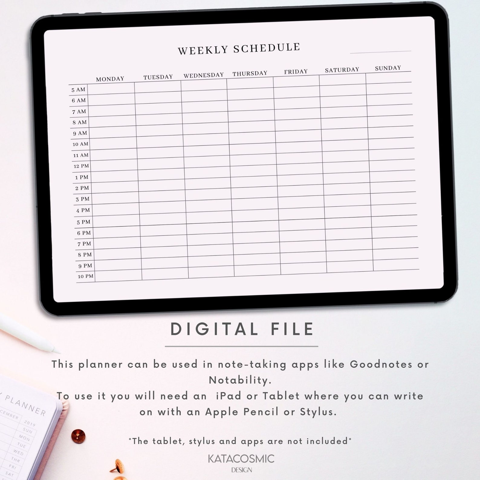 Digital Weekly Schedule for Goodnotes 24/7 Weekly Timetable - Etsy