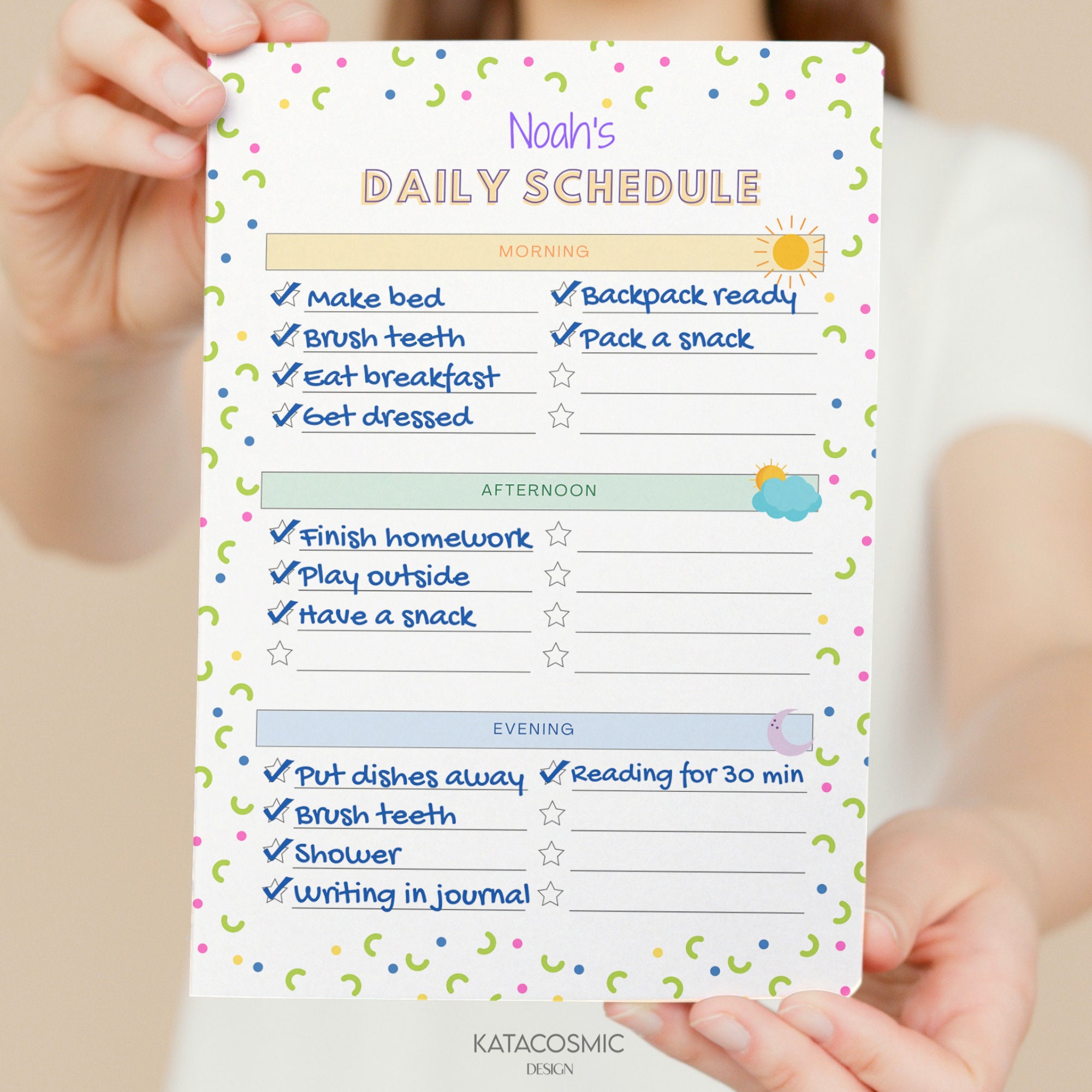 Kids Daily School Checklist Schedule Printable, Editable Chore Chart ...