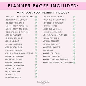 Printable Planner, Printable Student Planner Bundle, Study Planner ...