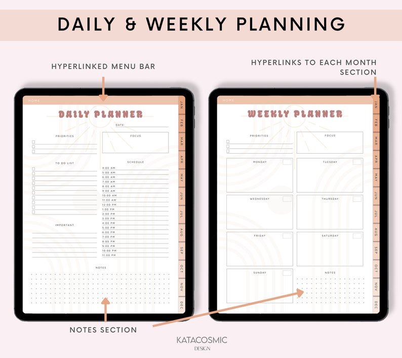 Boho Undated Goodnotes Planner Weekly Digital Planner - Etsy