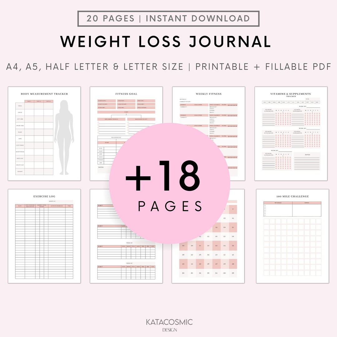 Editable Weight Loss Journal | Printable, Digital | Weight Loss Tracker ...