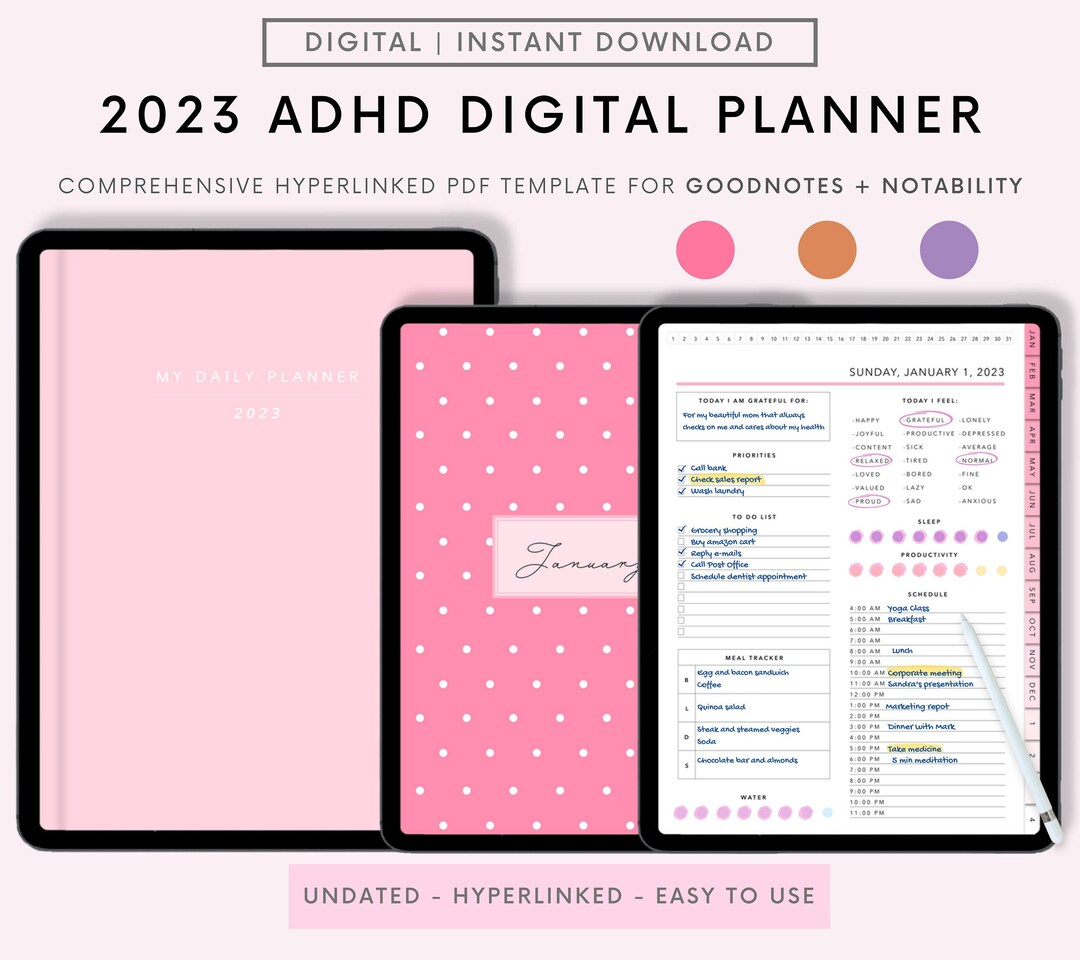 ADHD Planner ADHD Daily Planner Adhd Goodnotes Planner Adhd Etsy