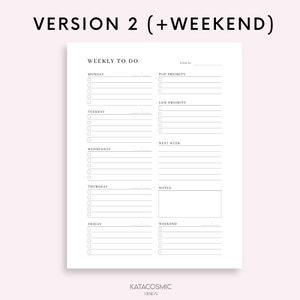 Weekly to Do List Printable, Weekly Task List Template, Weekly ...