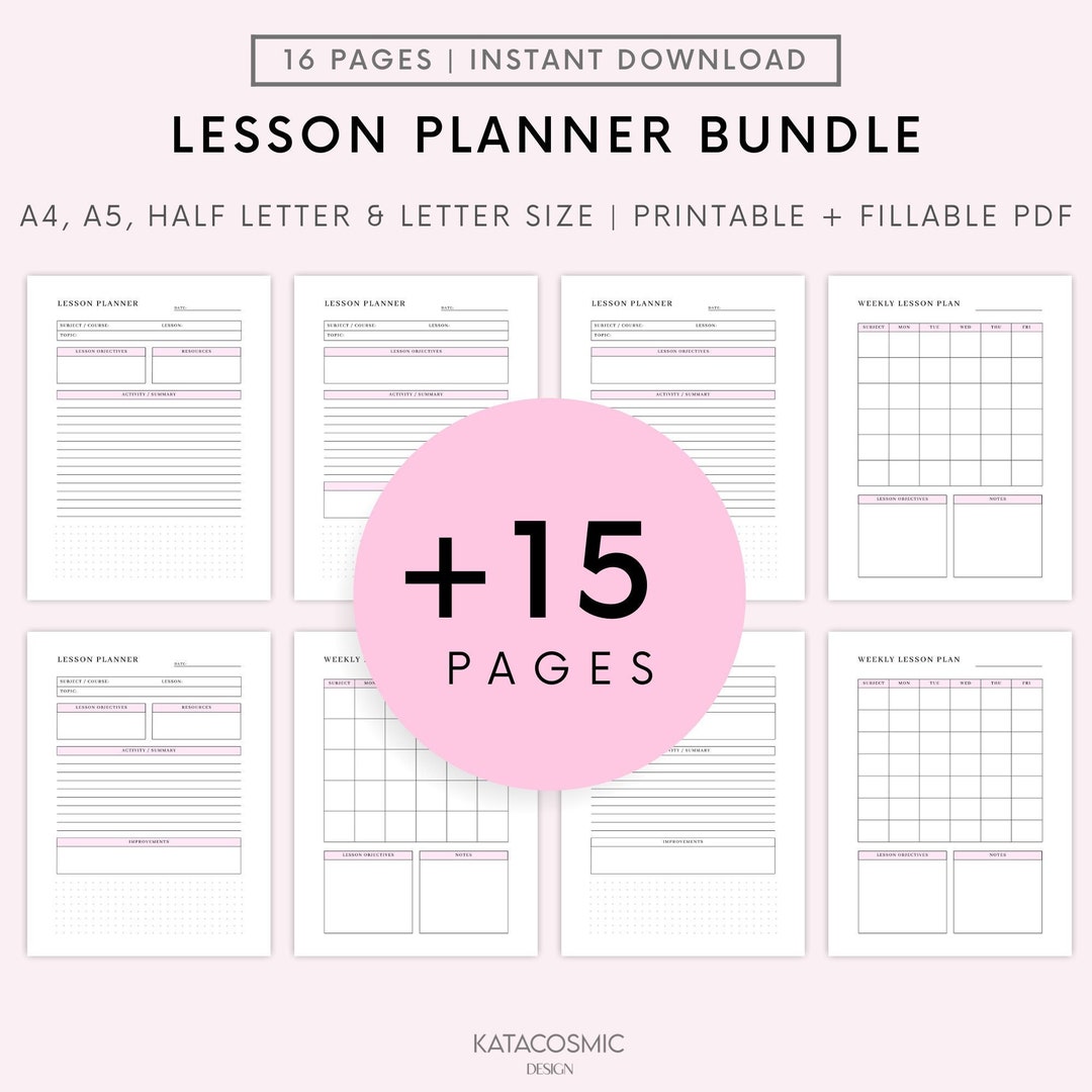 Lesson Plan Template, Lesson Planner Printable, Homeschool Teacher ...