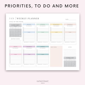 2025 Weekly Planner Printable Landscape, Minimalist Weekly Schedule ...