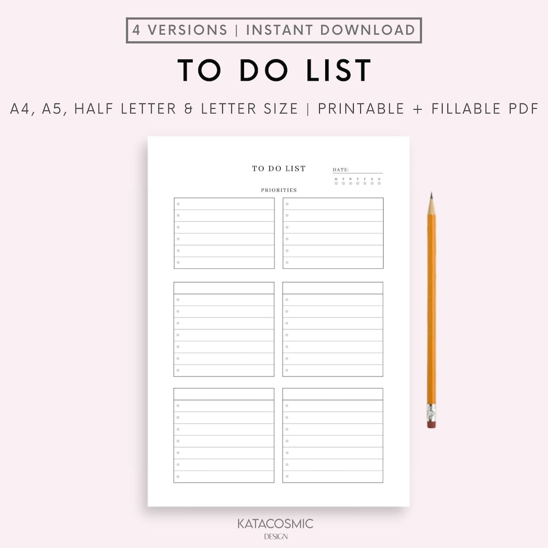 Minimal to Do List Printable, Simple Tasks List Template, Productivity ...