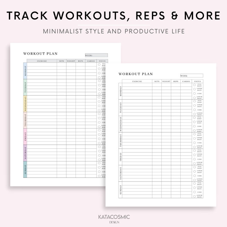 Exercise Tracker, Workout Tracker, 75 Soft Challenge,fitness Log ...