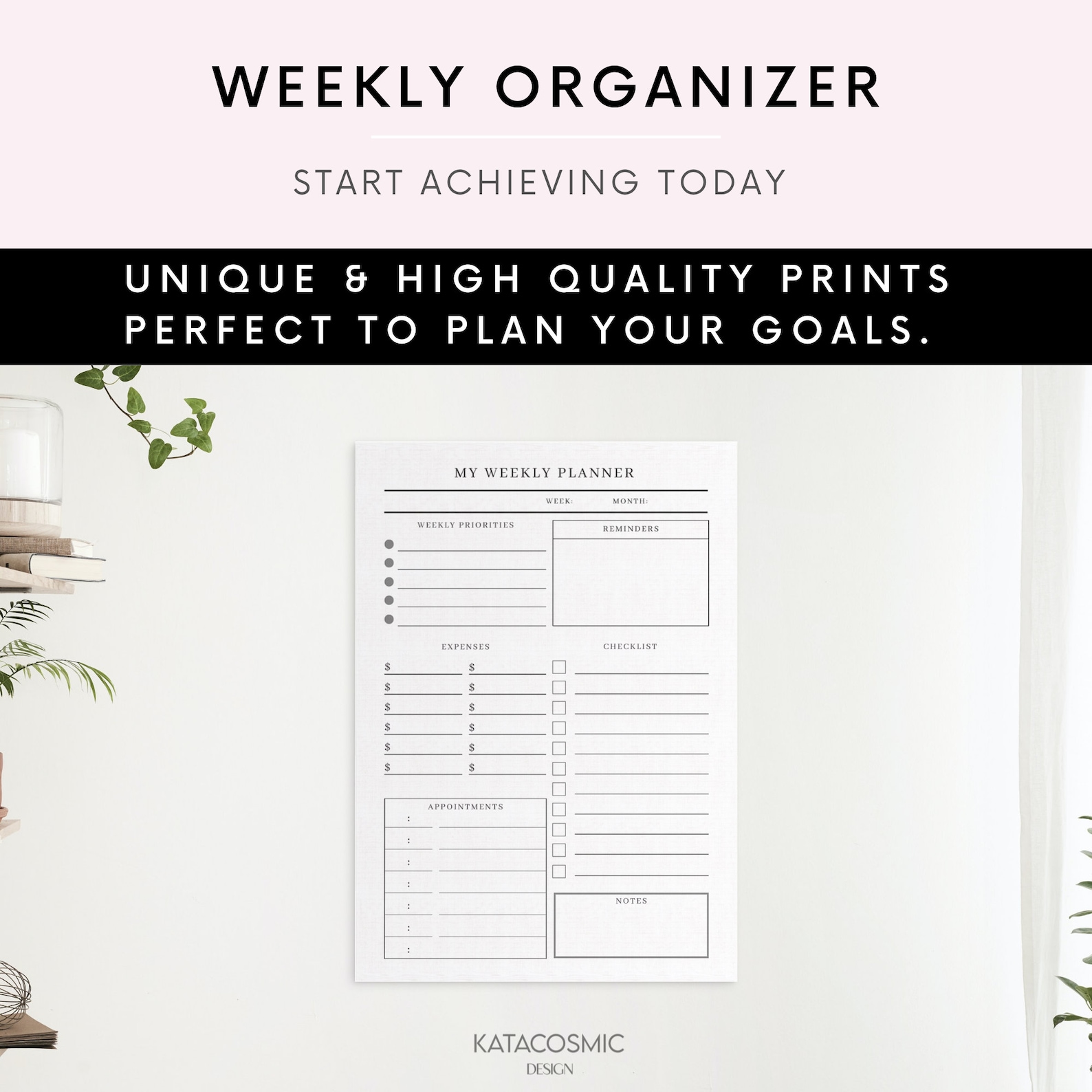 Week at a Glance Printable Undated Weekly Planner Template - Etsy
