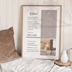 Editable Airbnb Welcome Guide Signage, Printable Short Term Rental ...