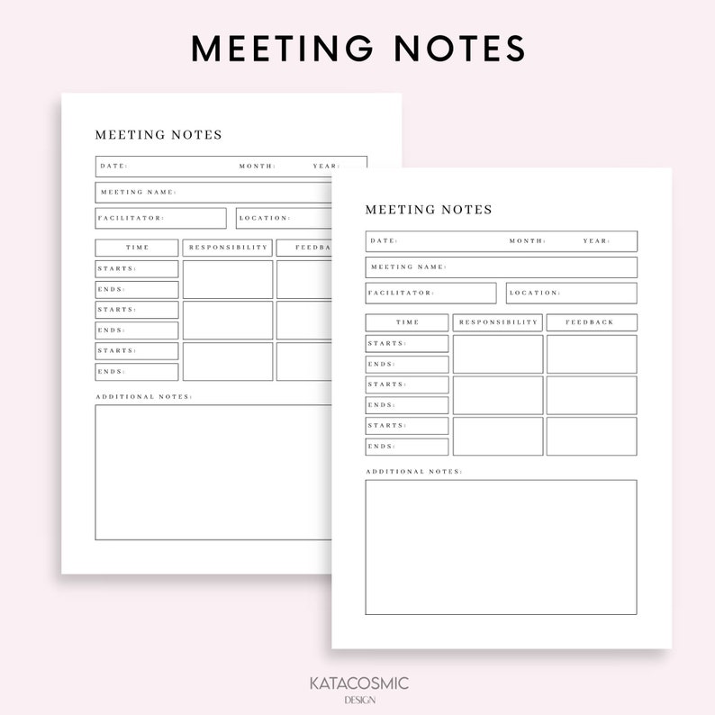 Meeting Notes Template Meeting Notes Meeting Notes Tracker - Etsy