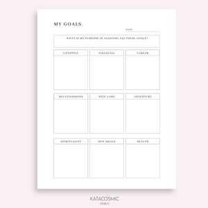 9 Goals Personal Development Planner Printable & Fillable PDF, Goal ...