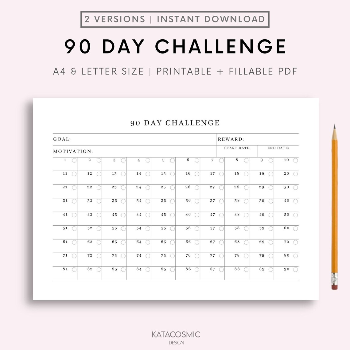 90 Day Challenge Goal Setting Goal Progress Tracker Habit - Etsy