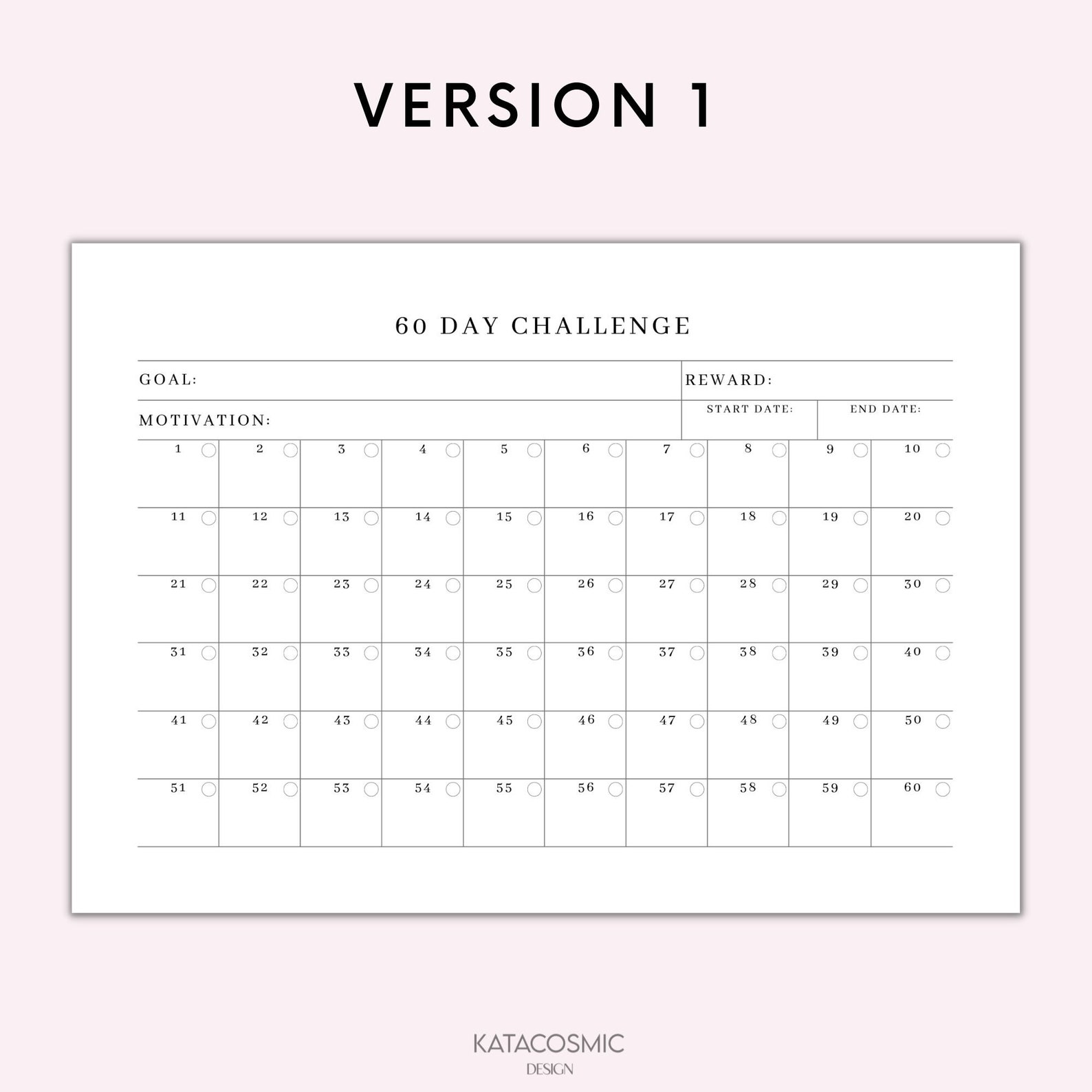 60 Day Challenge, Goal Setting, Goal Progress Tracker, Habit Forming ...