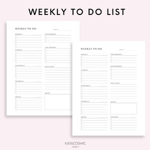 Weekly to Do List Printable, Weekly Task List Template, Weekly ...