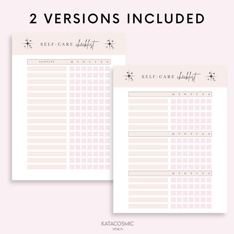 Self Care Checklist, Self-care Planner, Selfcare Journal Tracker ...