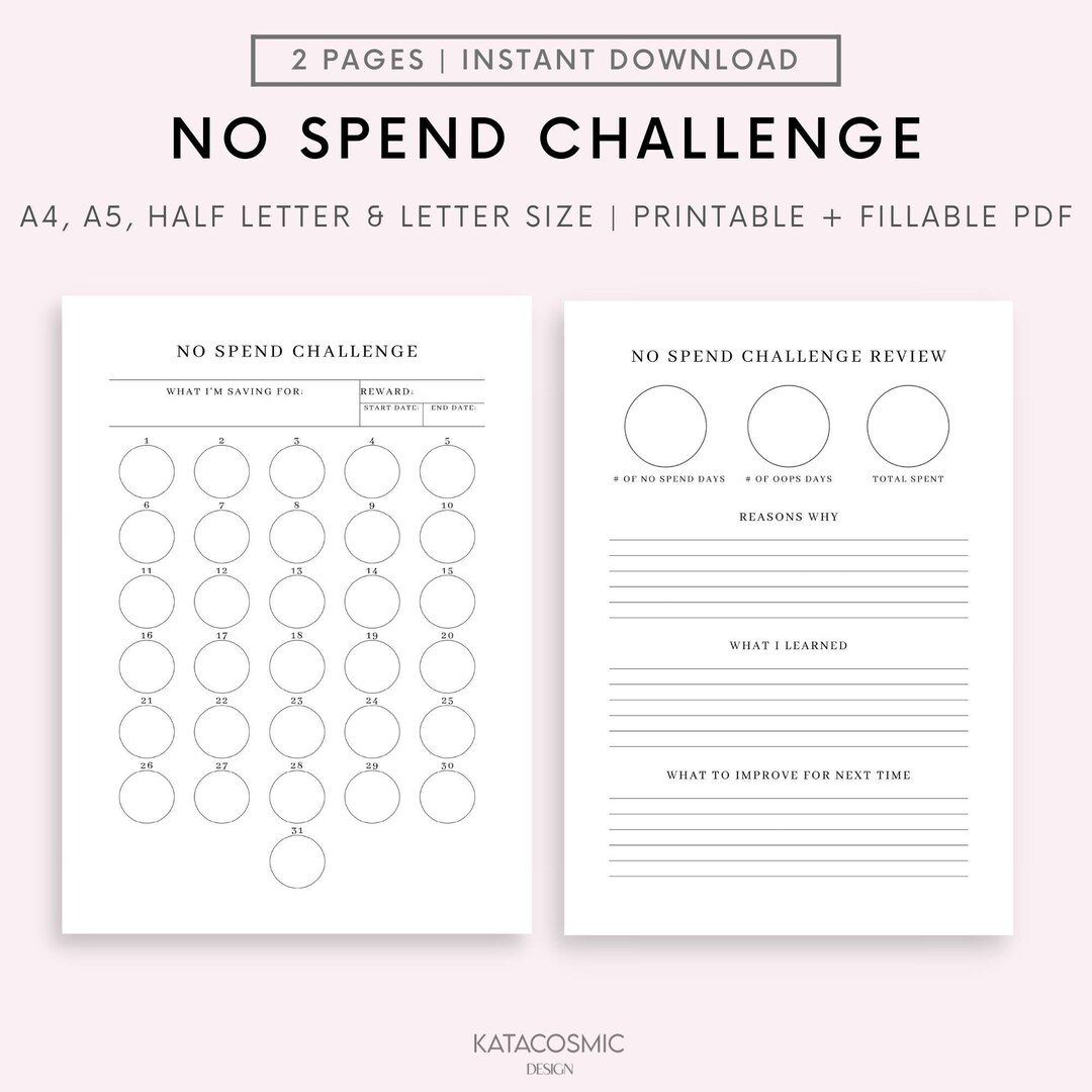 Editable No Spend Challenge, No Spend Tracker, No Spend Month, No Spend ...
