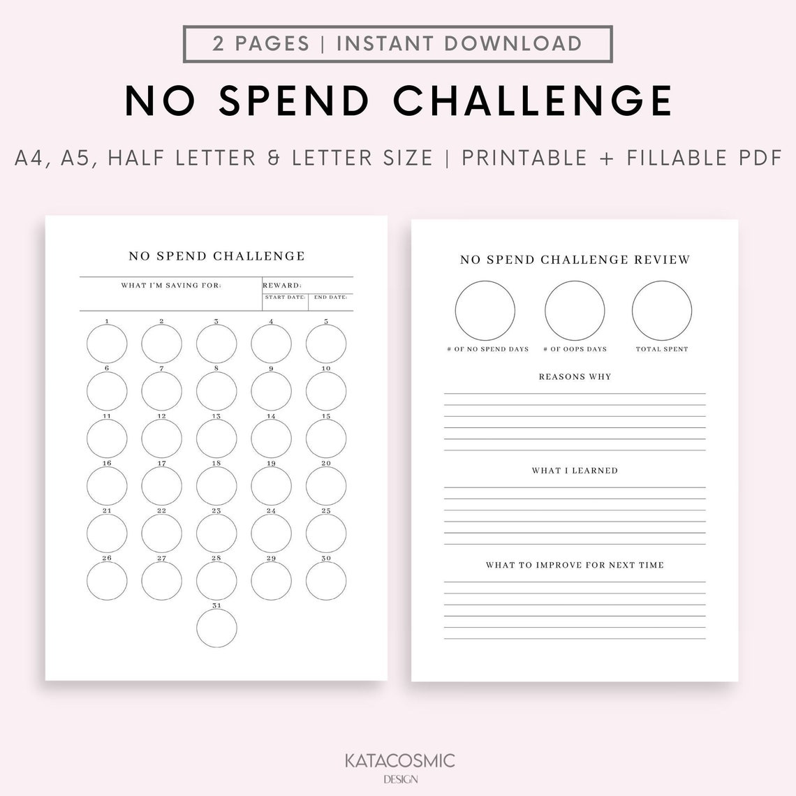 Editable No Spend Challenge No Spend Tracker No Spend Month - Etsy