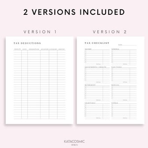 Printable Tax Deduction Tracker, Business Tax Log, Purchase Records ...