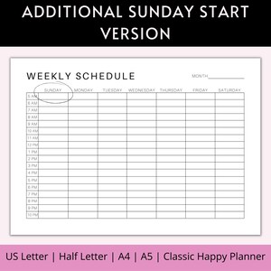 Hourly Weekly Schedule Landscape, Weekly Planner Printable, Week at a ...