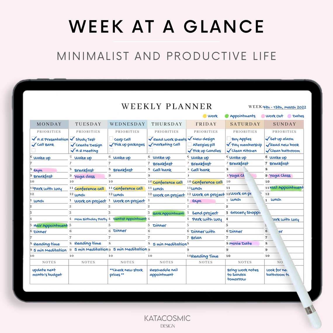 Digital Weekly Schedule for Goodnotes 24/7 Weekly Timetable - Etsy