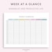 Half Hour Weekly Schedule Landscape, Weekly Planner Printable, Week at ...