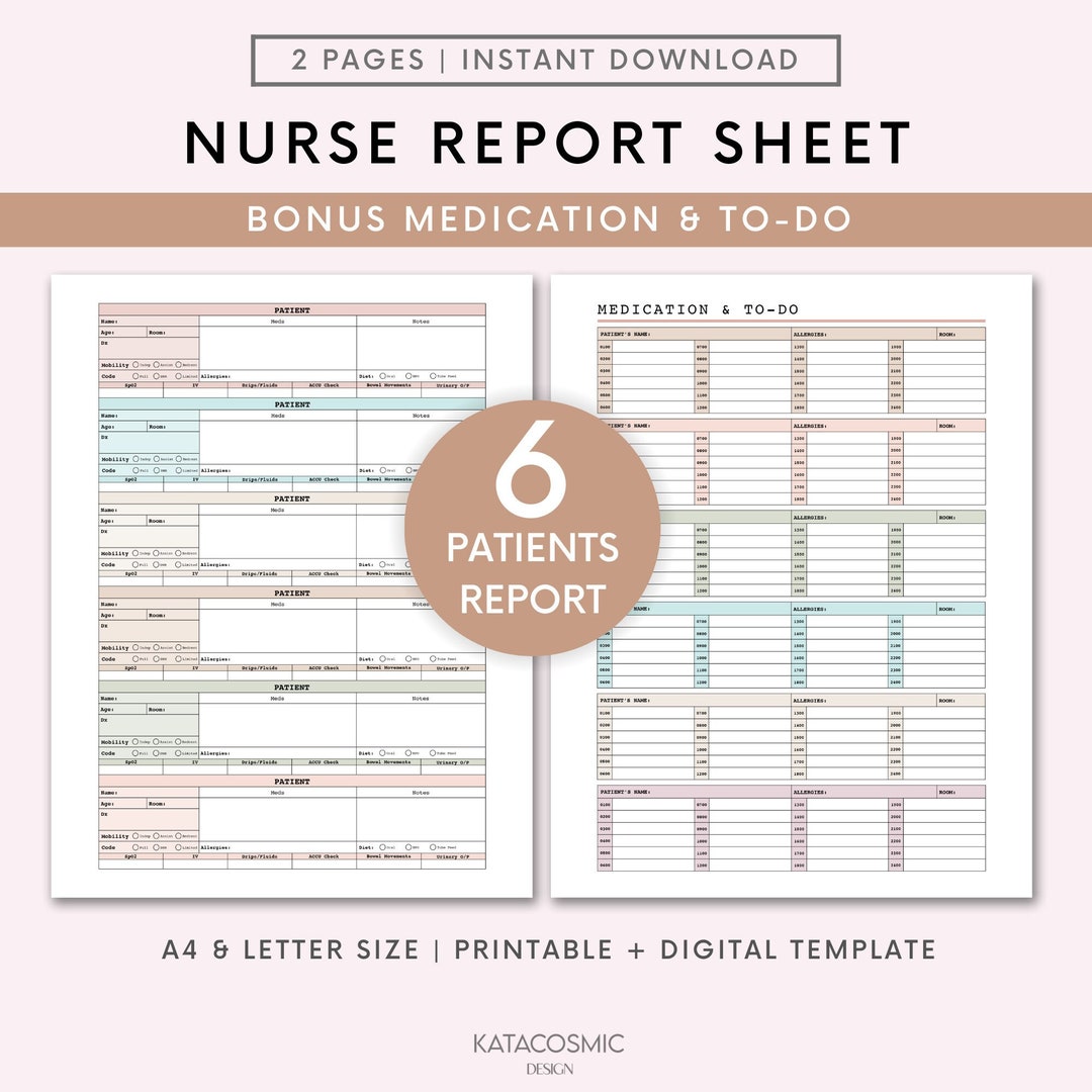 6 Patient Report Sheet Nursing Med Surg Report Sheet Nurse Brain Sheet ...