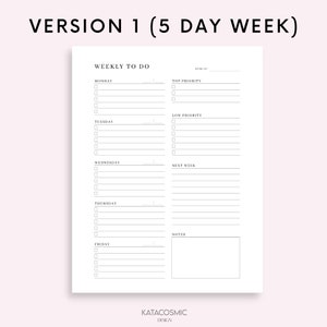 Weekly to Do List Printable, Weekly Task List Template, Weekly ...
