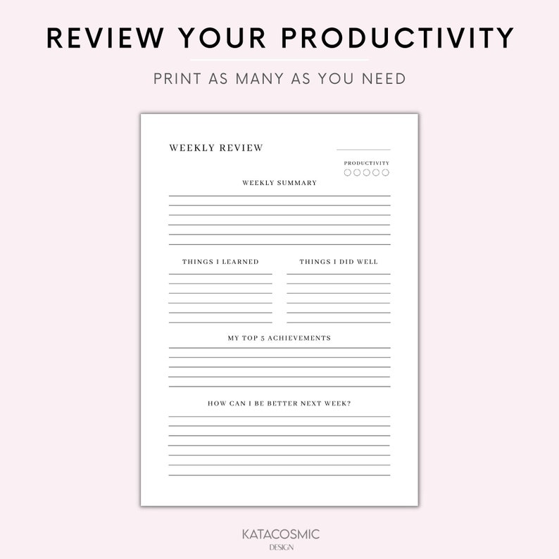 Digital Weekly Review Weekly Reflection Weekly Evaluation - Etsy