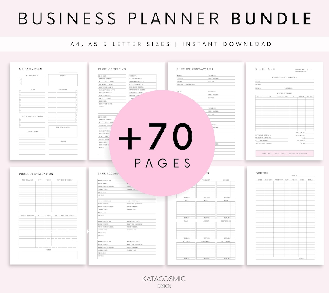 Printable Business Planner Bundle, Small Business, Product and Social ...