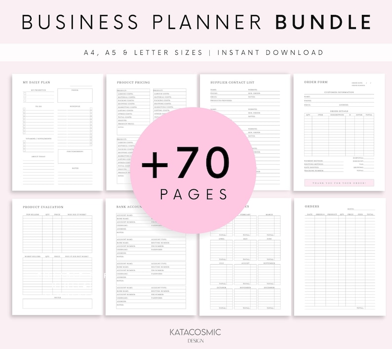 Printable Business Planner Bundle, Small Business, Product and Social ...