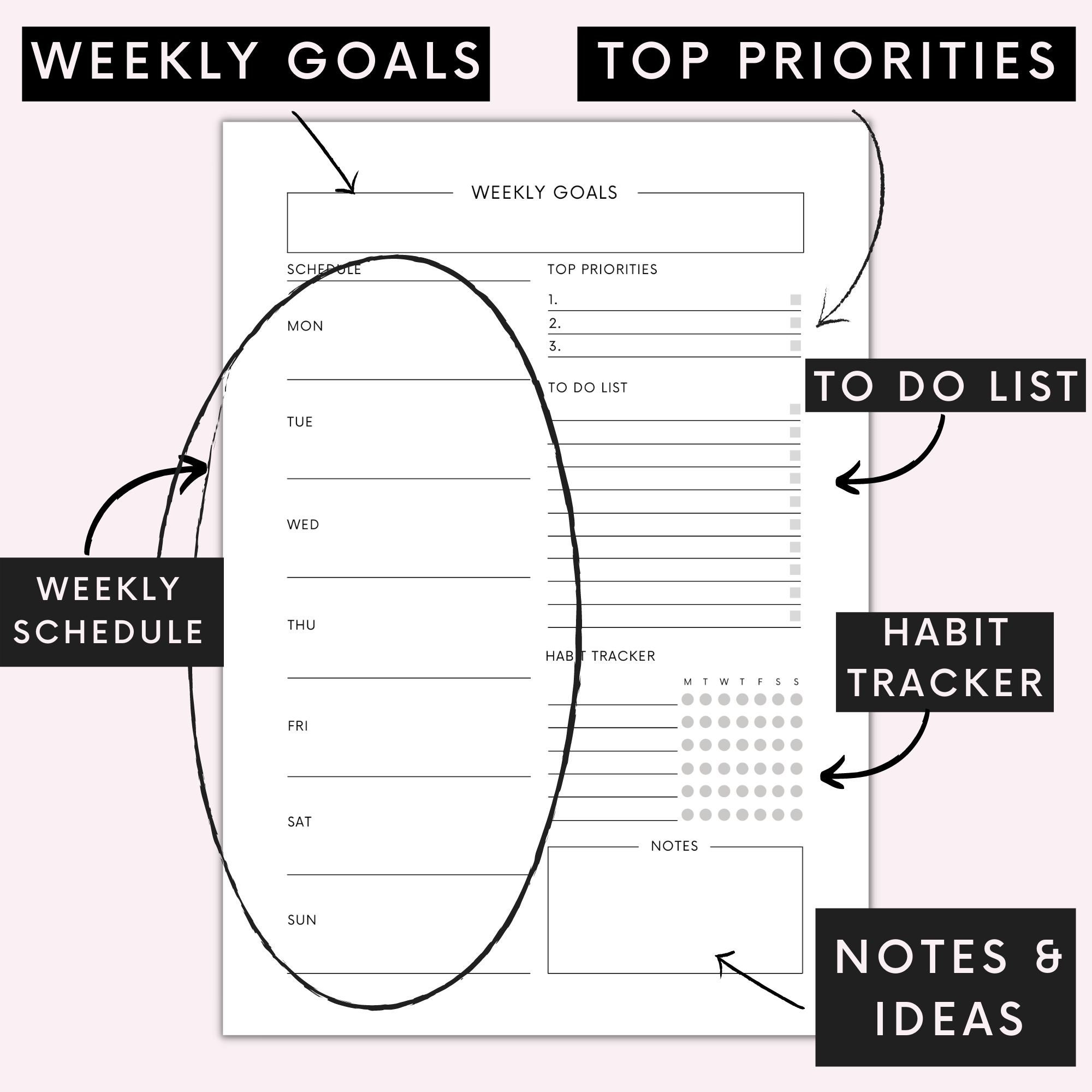 Editable Weekly to Do List Minimalist Weekly Planner - Etsy