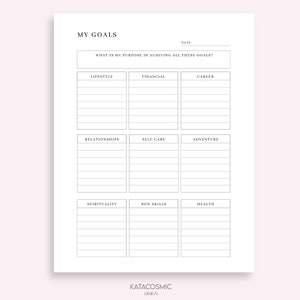 9 Goals Personal Development Planner Printable & Fillable PDF, Goal ...