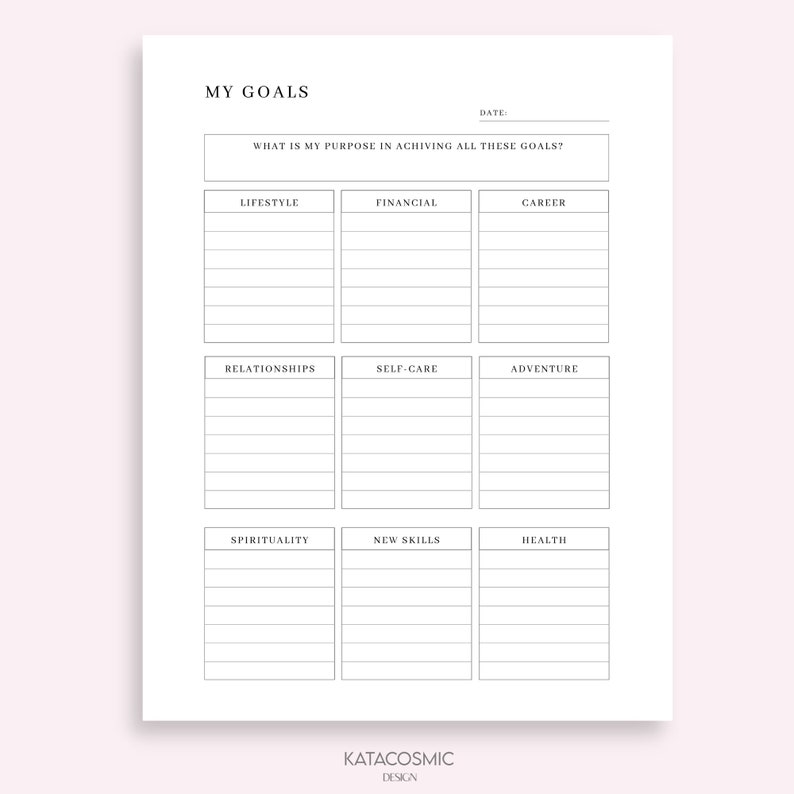 9 Goals Personal Development Planner Printable & Fillable PDF, Goal ...