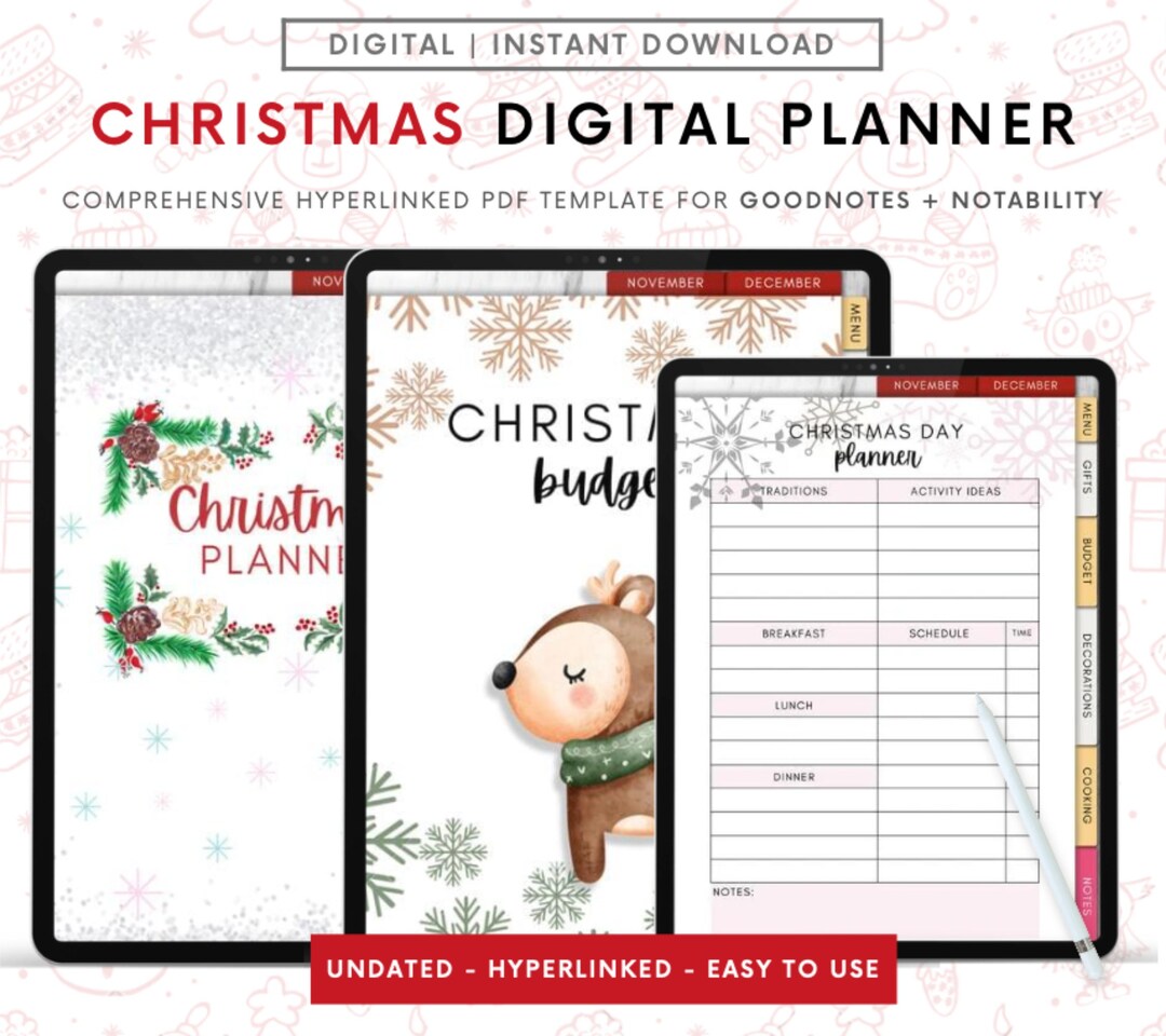 Digital Christmas Planner, Holiday Planner, Gift Budget Planner, Xmas ...