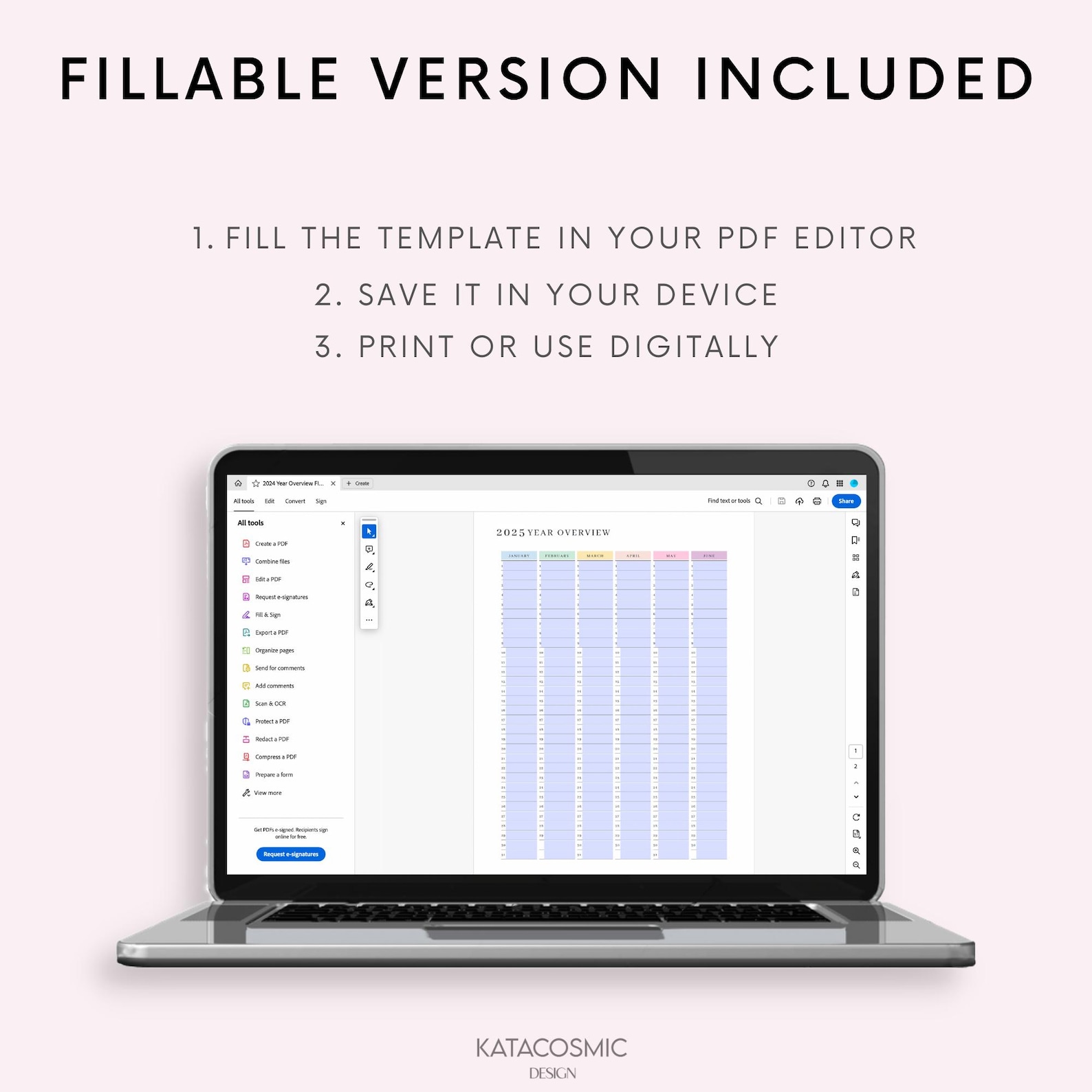 2025 Year at a Glance, Two Page Yearly Planner Printable, 12 Month ...