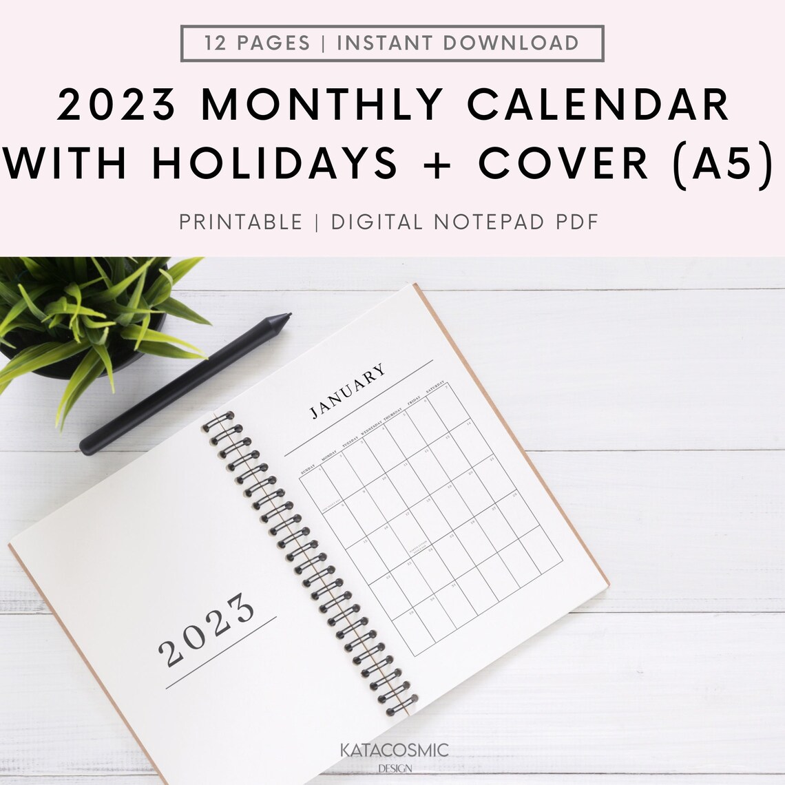 2023 Monthly Planner Printable With Holidays Dated Monthly - Etsy