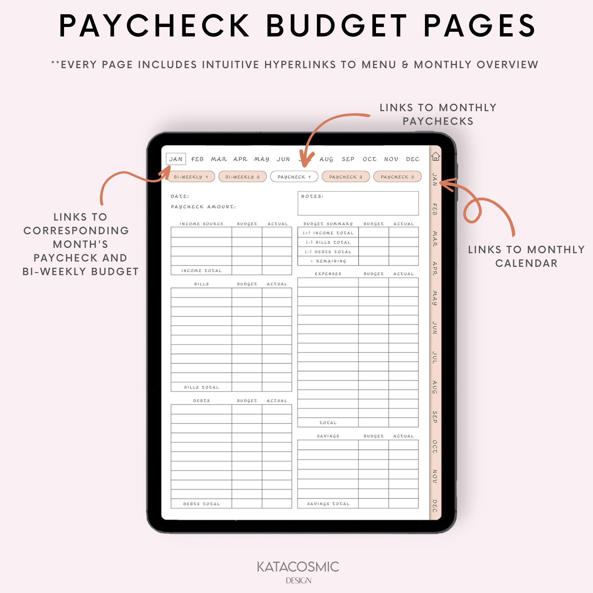 Paycheck Budget Planner, Bi Weekly Paycheck Planner, Paycheck Budget ...