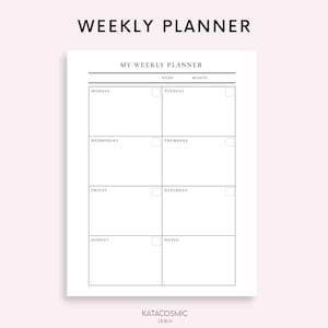 Week at a Glance Printable, Undated Weekly Planner Template, Week ...