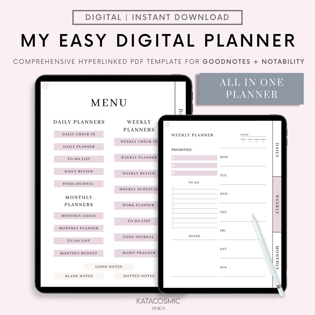 UNDATED Digital Planner Portrait Planner With Hyperlinks Goodnotes ...
