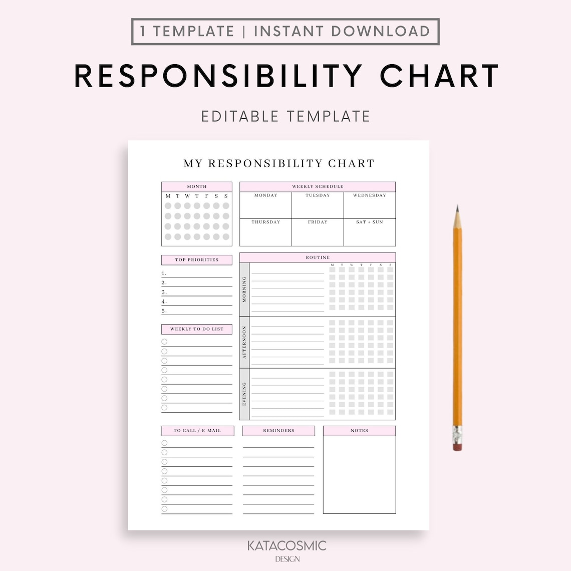 The Ultimate Responsibility Chart Printable Editable for - Etsy
