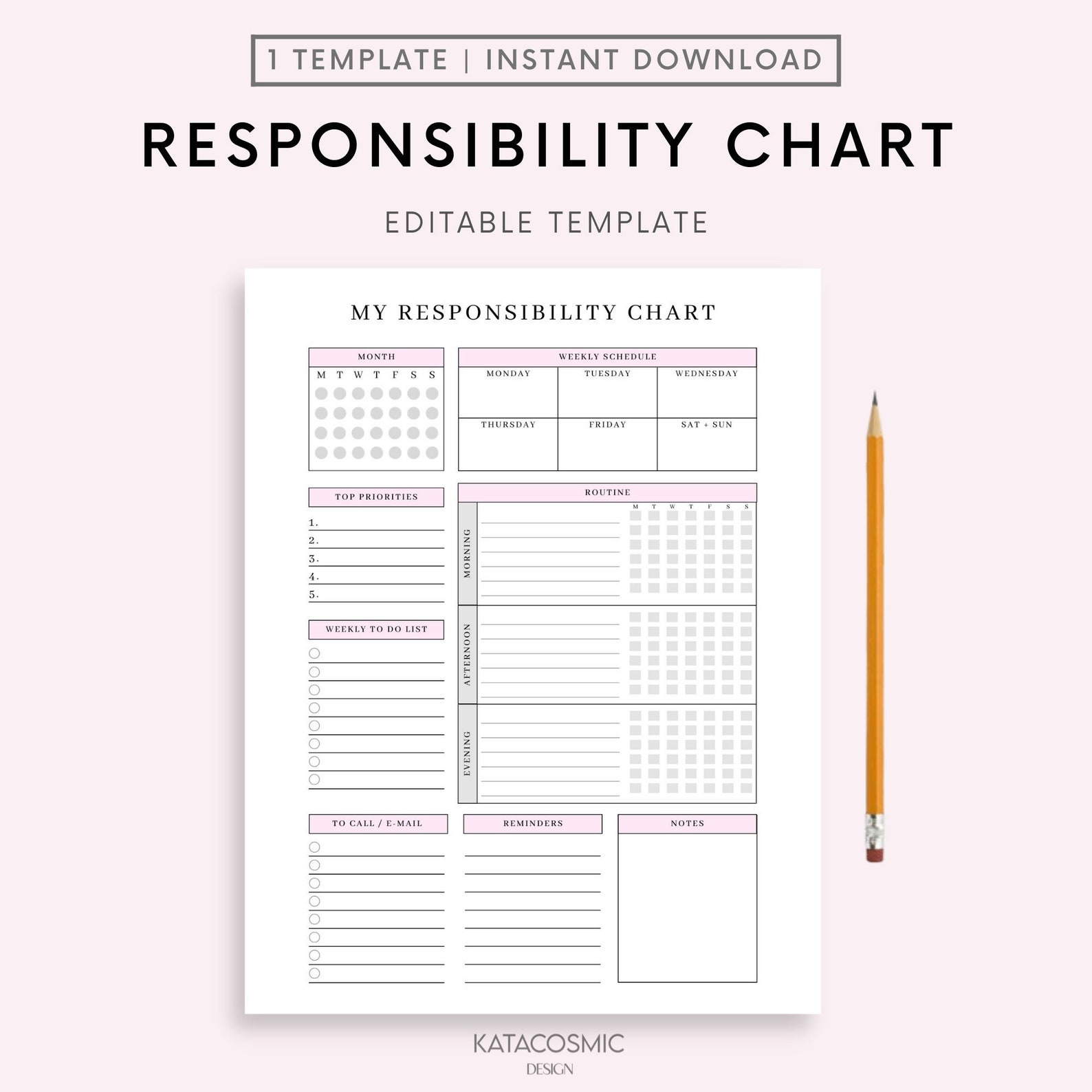 The Ultimate Responsibility Chart Printable Editable for - Etsy