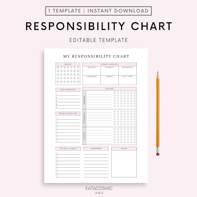 The Ultimate Responsibility Chart! Printable Editable | for Daily ...