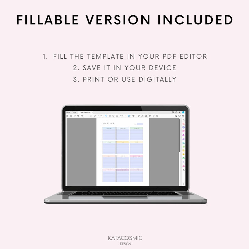Editable Yearly Planner, Printable Yearly Overview on One Page, Year at ...