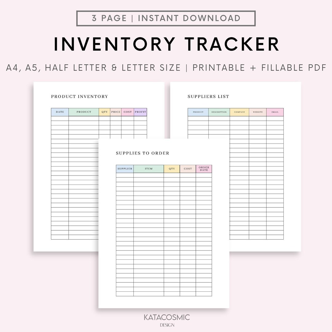 Inventory Management Form, Inventory Sheet, Small Business Organizer ...