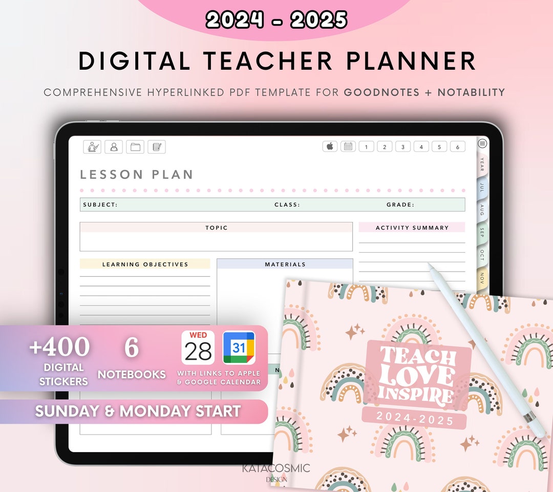 2024 2025 Digital Teacher Planner, iPad Planner, Digital Lesson Planner ...