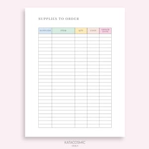 Inventory Management Form, Inventory Sheet, Small Business Organizer ...