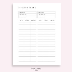 Sinking Funds Tracker | Sinking Funds Tracker Printable | Sinking Funds ...