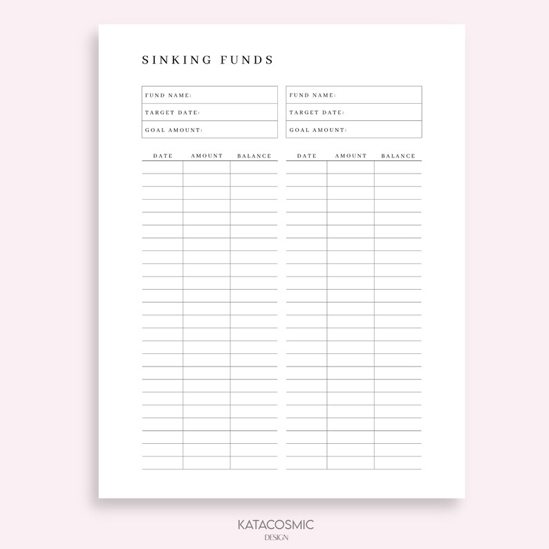 Sinking Funds Tracker | Sinking Funds Tracker Printable | Sinking Funds ...
