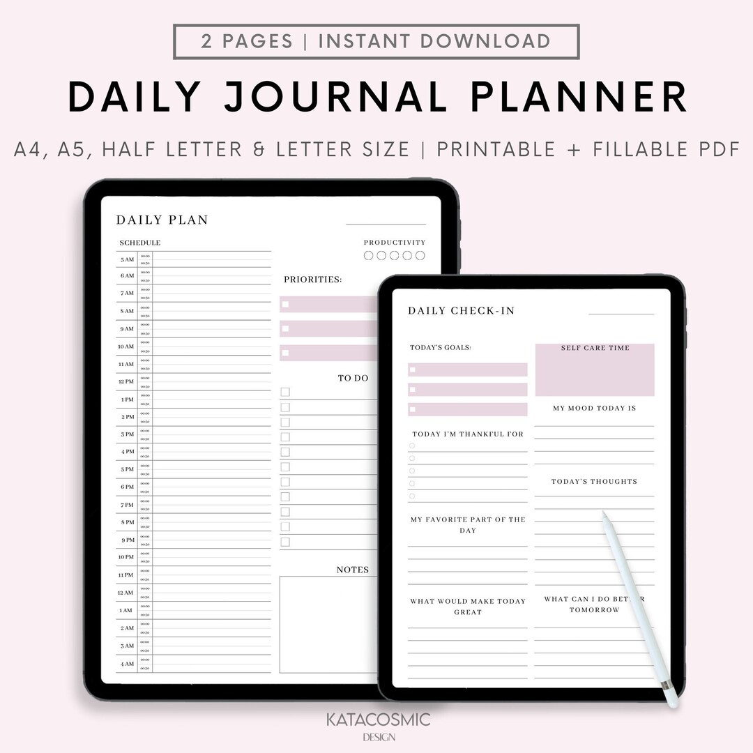 Digital Daily Planner for Goodnotes, Blush Pink, Half Hour Planner, 1 ...